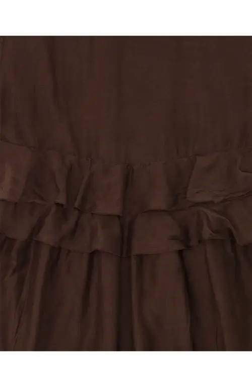 FORTELA Cotton Silk Caftan Dress - Brown