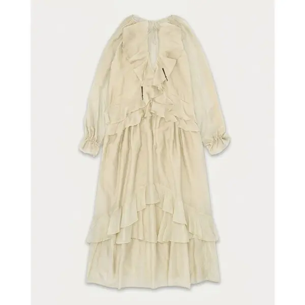 FORTELA Cotton Silk Caftan Dress - Cream