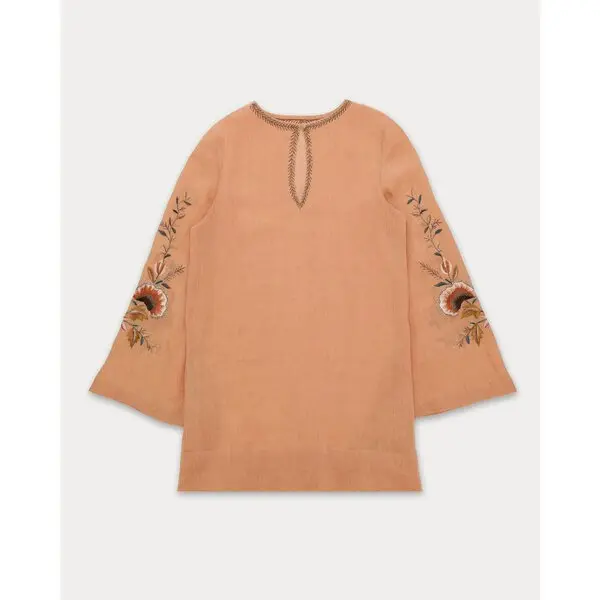 FORTELA Georgie Embroidered Linen Blouse - Light Orange