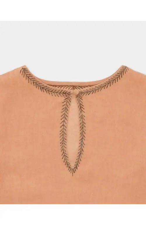 FORTELA Georgie Embroidered Linen Blouse - Light Orange