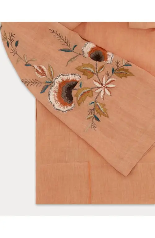FORTELA Georgie Embroidered Linen Blouse - Light Orange