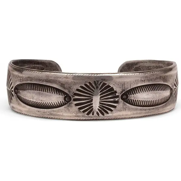 FORTELA Sterling Engraved Navajo Cuff Bracelet - Silver