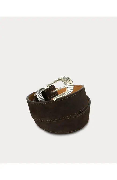 FORTELA Nevada Silver Buckle Suede Belt - Brown