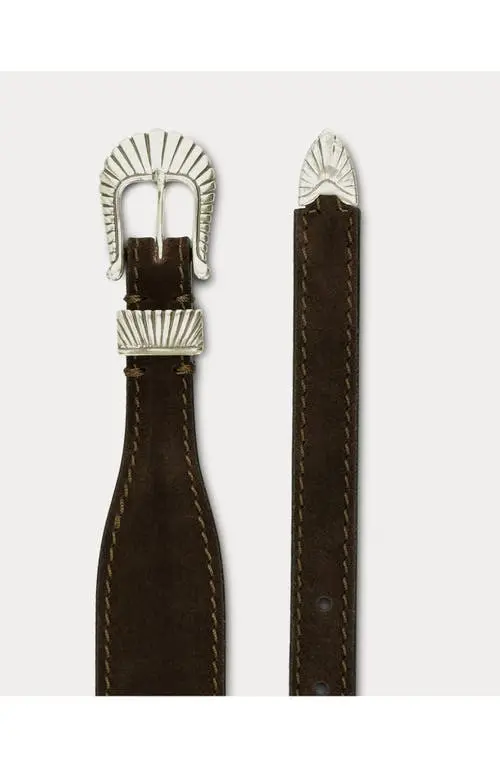 FORTELA Nevada Silver Buckle Suede Belt