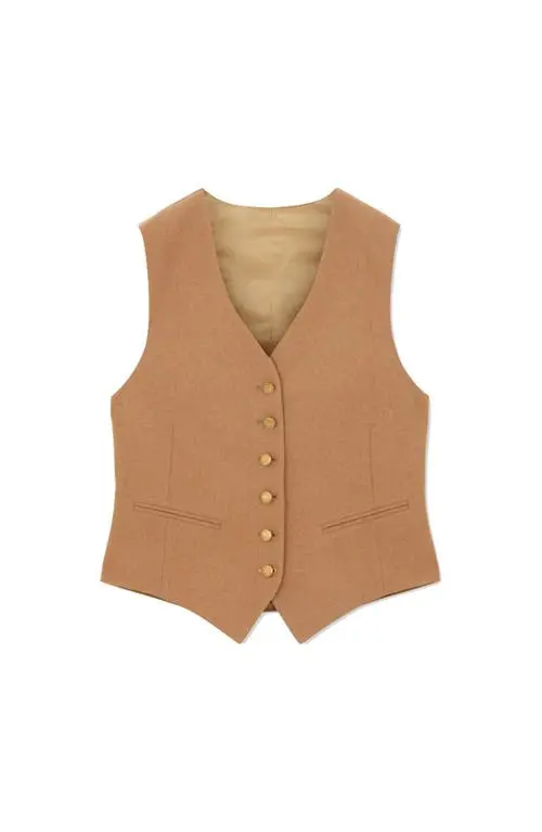 FORTELA Single-breasted Wool Blend Vest - Camel