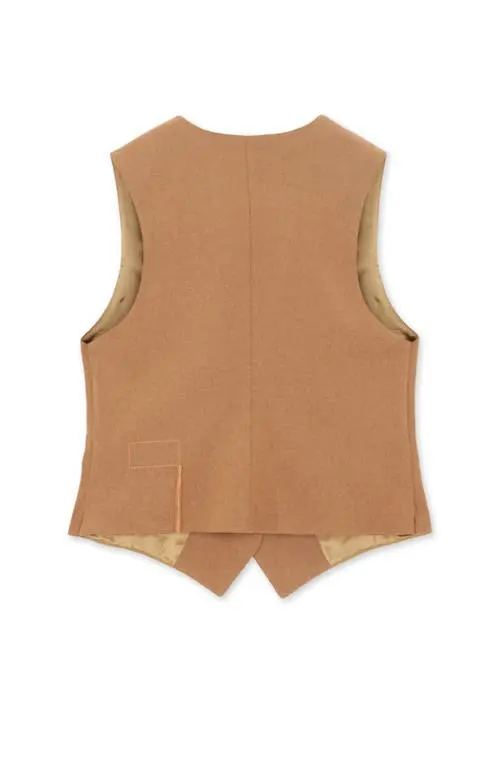 FORTELA Single-breasted Wool Blend Vest - Camel