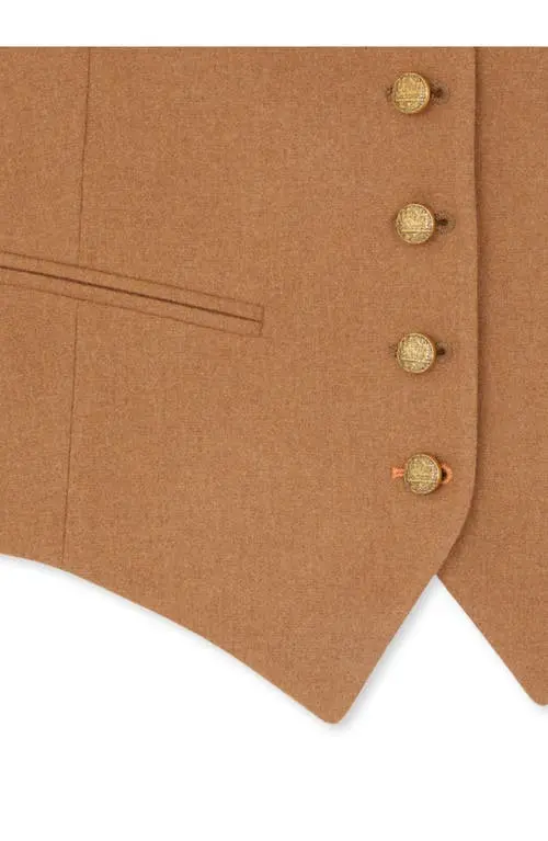 FORTELA Single-breasted Wool Blend Vest - Camel