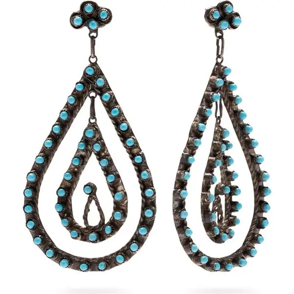 FORTELA Turquoise Drop Earrings - Silver