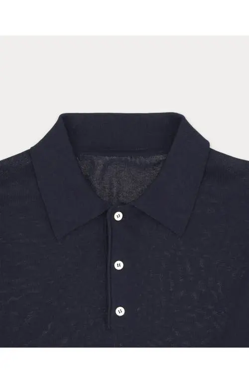 FORTELA Bennet Long Sleeve Cotton Polo - Blue