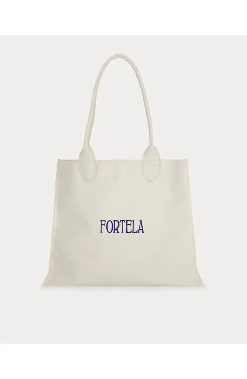 FORTELA Rookbag Cotton Logo Handbag - White