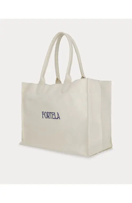 FORTELA Rookbag Cotton Logo Handbag - White