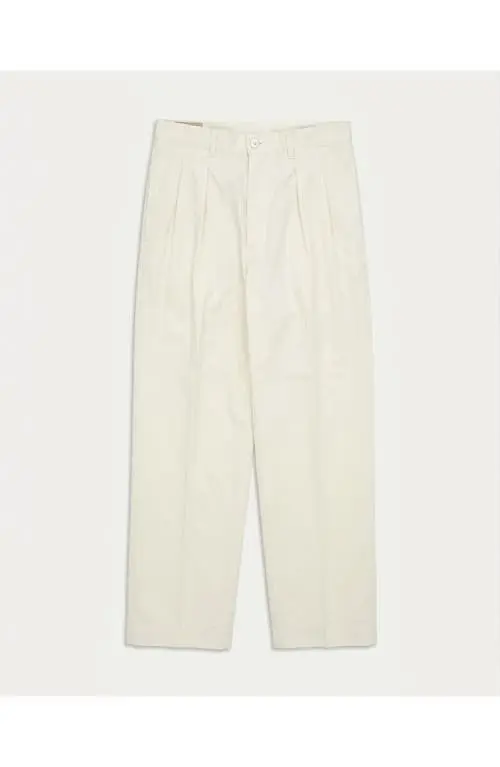 FORTELA Pleated Cotton Trousers - Ecru