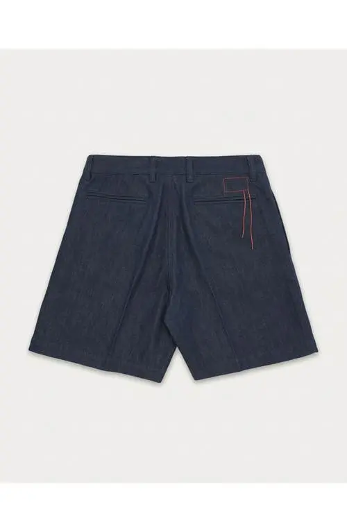 FORTELA Pleated Linen Bermuda Shorts - Blue