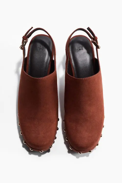 H&M Heeled Clogs With Stud Detailing