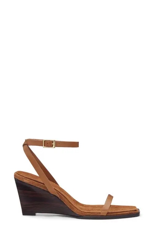 REFORMATION Lina Wedge Sandal - Rum Leather