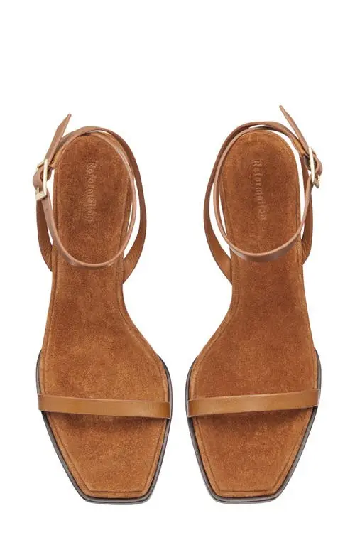 REFORMATION Lina Wedge Sandal - Rum Leather
