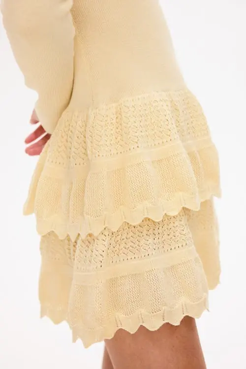 H&m Tiered Skirt Fine Knit Dress