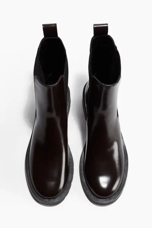 H&M Chelsea Boots With Elasticized Panels - Dark Brown