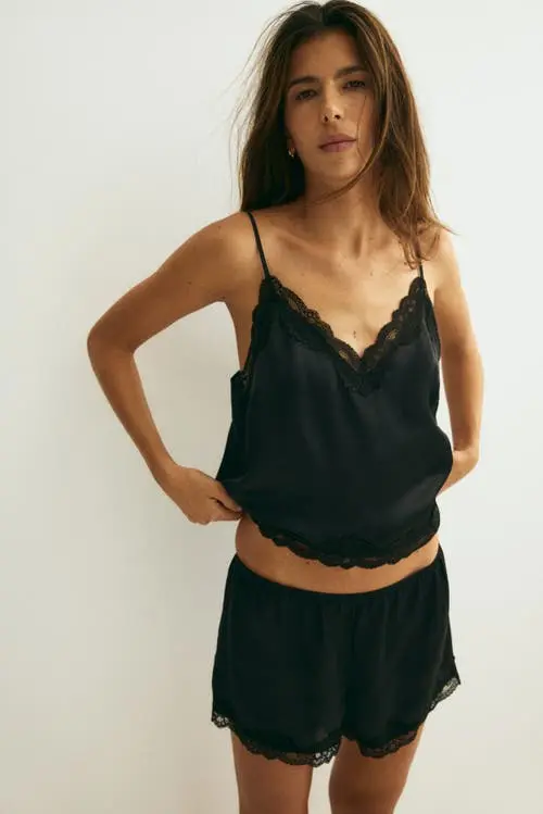 H&M Lace-trimmed Satin Pyjamas