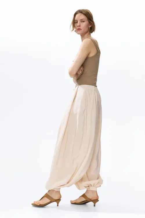 H&m Balloon-leg Modal Trousers - Light Beige