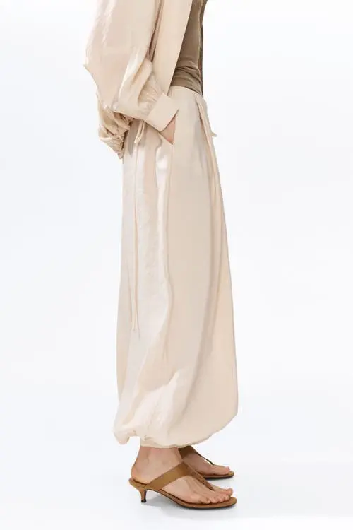 H&m Balloon-leg Modal Trousers - Light Beige