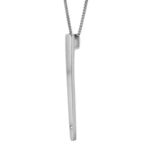 LUVMYJEWELRY Sterling Silver Diamond Bar Pendant Necklace - 925 Sterling Silver