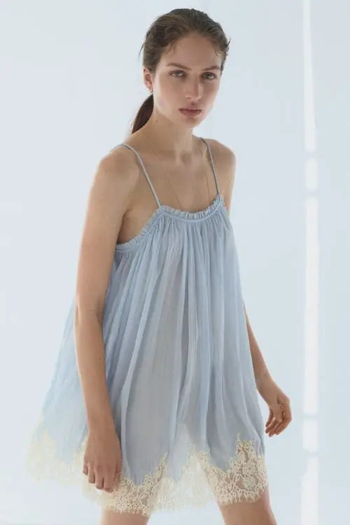 H&m Lace-trimmed Chiffon Strappy Mini Dress