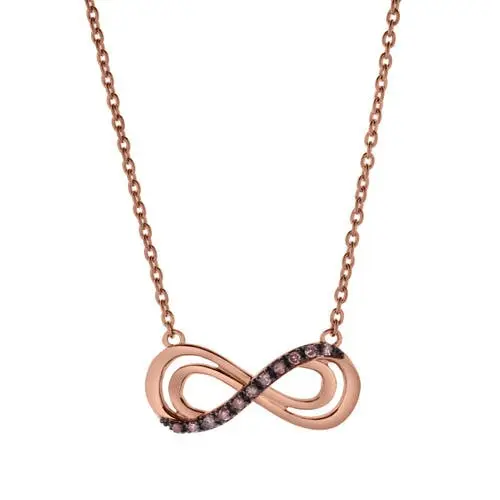 LUVMYJEWELRY Calyra Sterling Silver 0.08 Ct Diamond Infinity Necklace - Pink Rhodium Sterling Silver