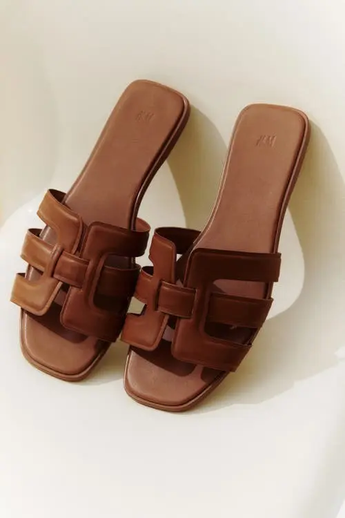 H&m Square Toe Interwoven Strap Sandals