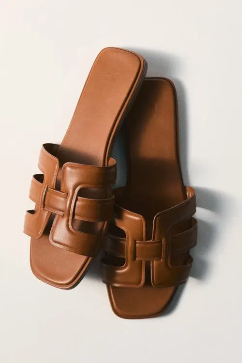 H&m Square Toe Interwoven Strap Sandals