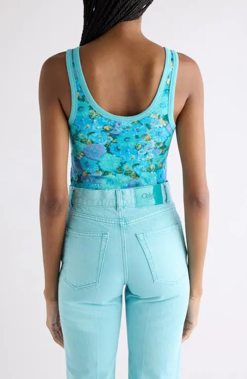 Chloé Ribbed Floral Print Tank Top