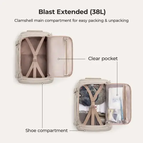 BAGSMART Extended Capacity Travel Backpack - Beige