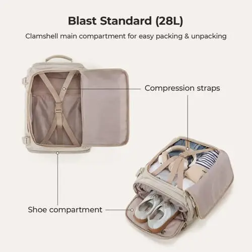 BAGSMART Extended Capacity Travel Backpack - Beige