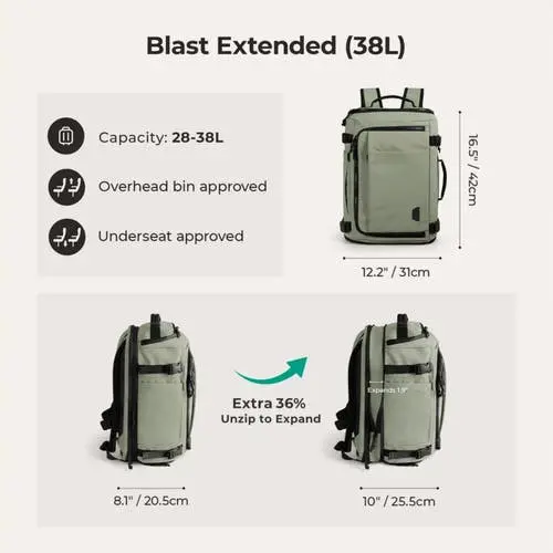 BAGSMART Extended Capacity Travel Backpack