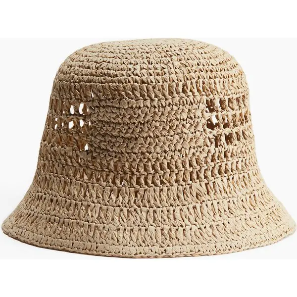 H&m Braided Straw Bucket Hat - Beige