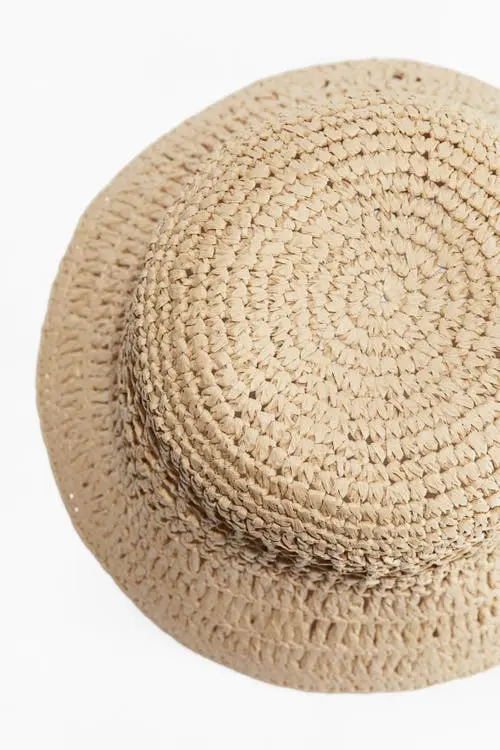 H&m Braided Straw Bucket Hat