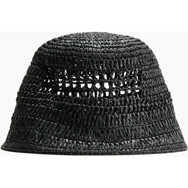 H&m Braided Straw Bucket Hat - Black