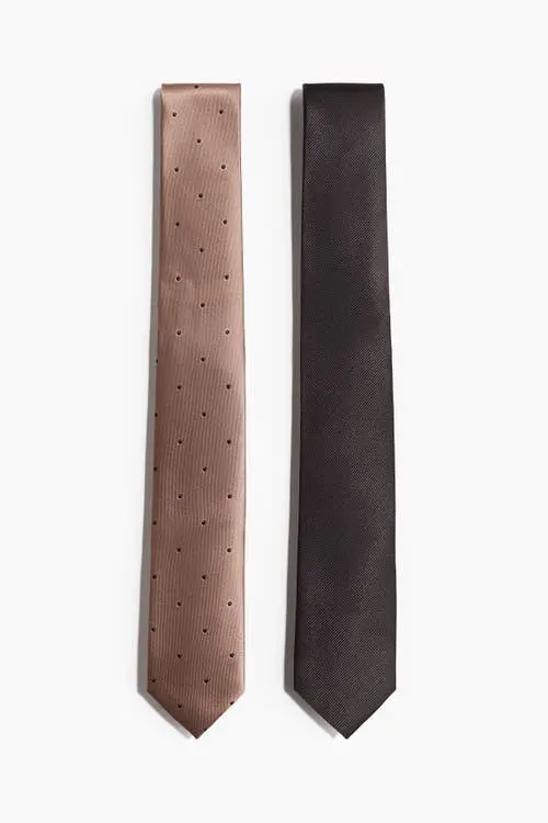 H&m 2-pack Neck Ties - Beige/dotted