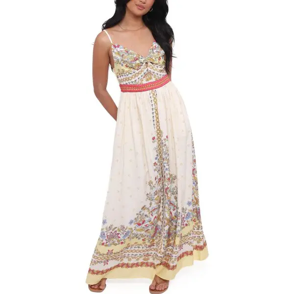 PETAL & PUP Caelia Print Sleeveless Maxi Dress - Yellow Multi