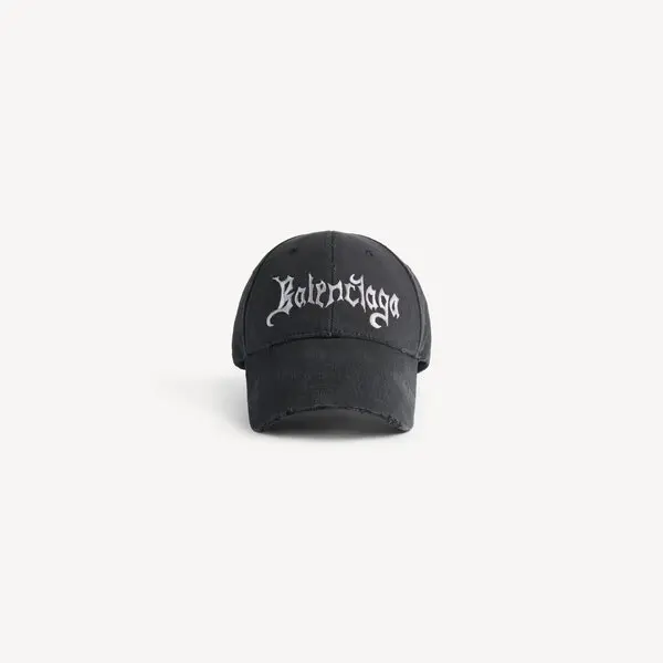 Balenciaga Distressed Cotton Drill Baseball Cap - Black