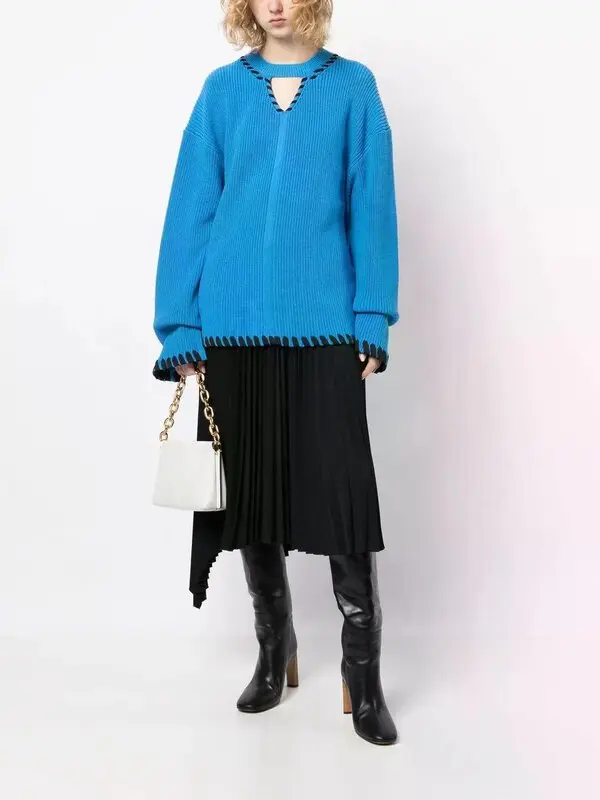 3.1 Phillip Lim Ribbed V-neck Jumper With Cut-out Detailing