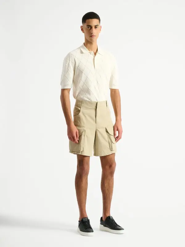 Balmain Cotton Cargo Bermuda Shorts - Beige
