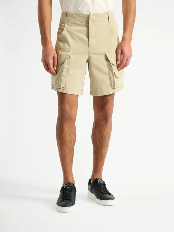 Balmain Cotton Cargo Bermuda Shorts - Beige