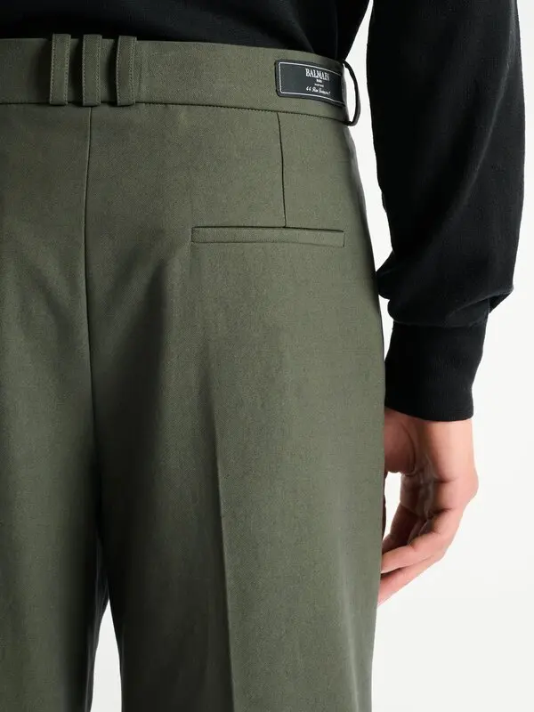 Balmain Cotton Twill Flat-pleated Trousers
