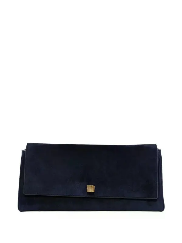 Khaite Suede Clutch Bag With Gold-tone Hardware - Blue