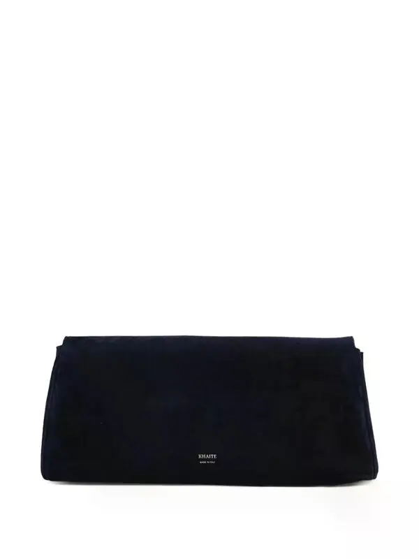 Khaite Suede Clutch Bag With Gold-tone Hardware - Blue