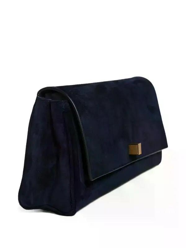 Khaite Suede Clutch Bag With Gold-tone Hardware - Blue