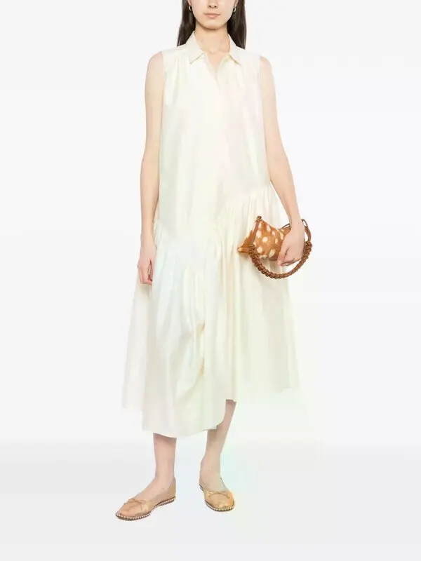 JNBY Sleeveless Asymmetrical Gathered Shirt Dress - Neutrals
