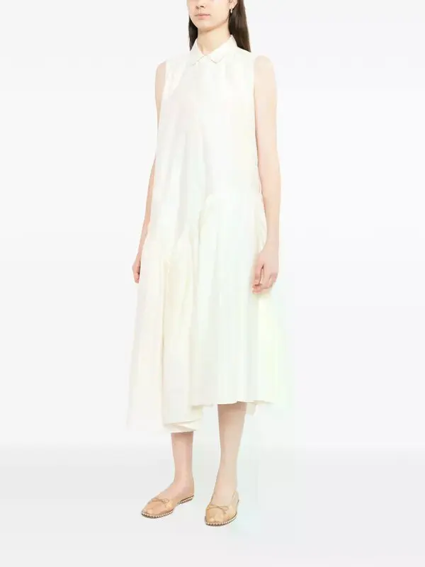 JNBY Sleeveless Asymmetrical Gathered Shirt Dress - Neutrals