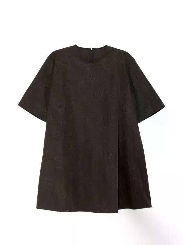 JNBY Floral Embroidered Round Neck Dress - Brown